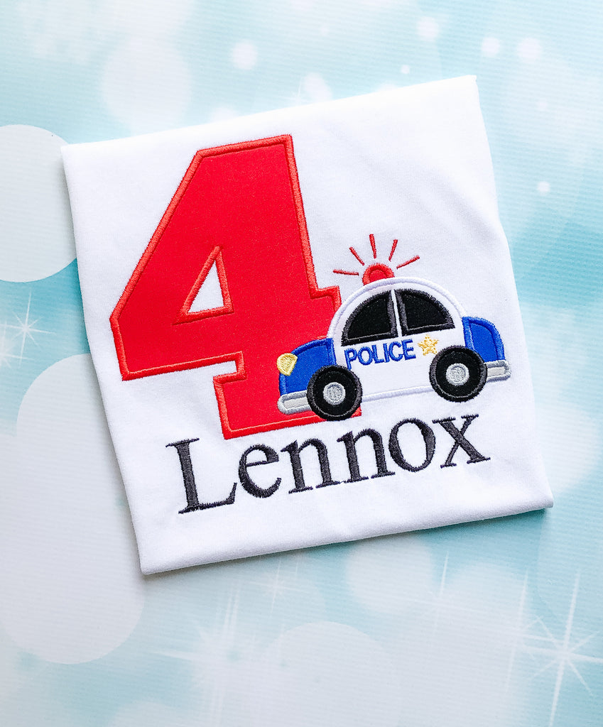 Transportation Birthday Shirt - Police Car – Threading the Love